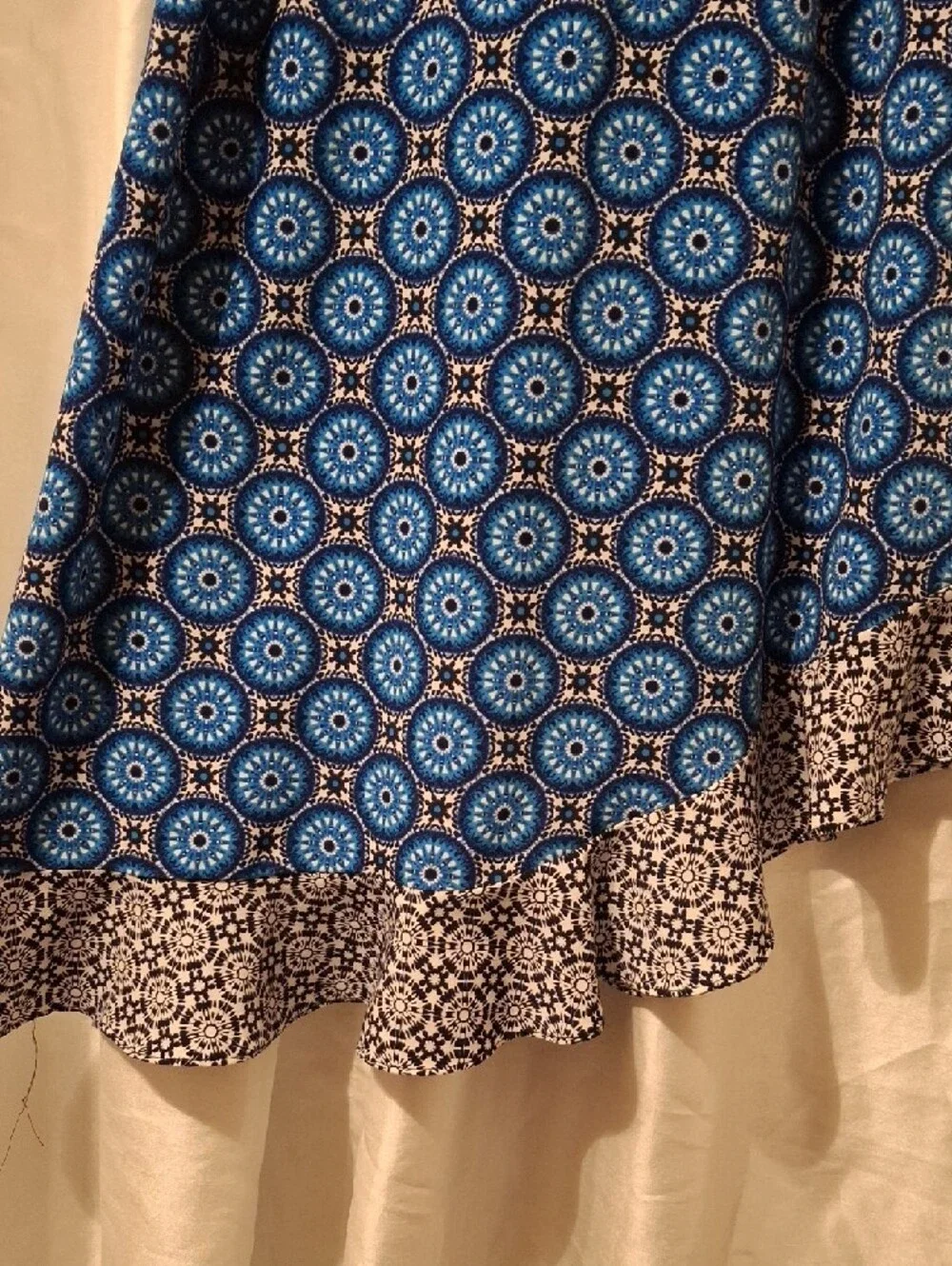 Roz & Ali | Dresses | Roz Ali Blue Mosaic Print Ruffle Midi Dress ...